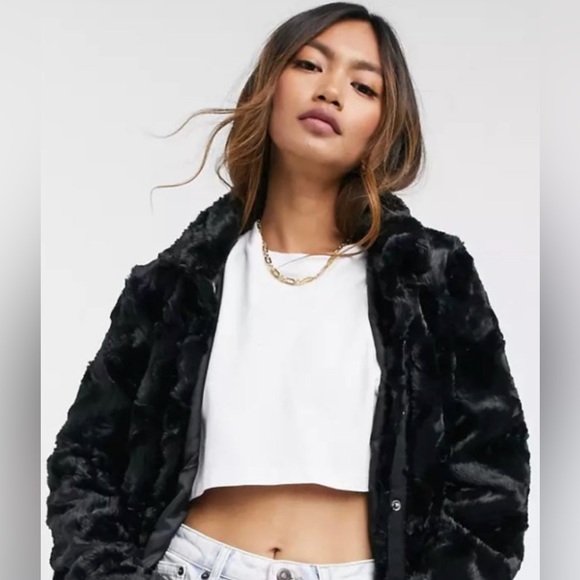 Vera Moda | Jackets & Coats | Vero Moda Curly Faux Fur Jacket In Black ...